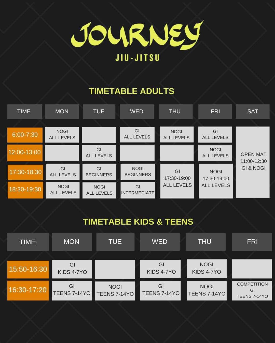 Timetable - Southport BJJ Gold Coast | Journey Jiu-Jitsu Classes for ...